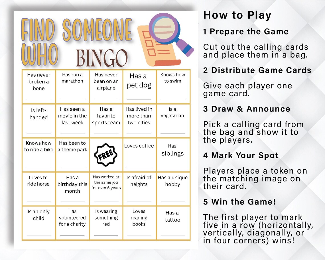 Get to Know You Bingo, Find Someone Who Bingo Cards, Icebreaker Bingo ...