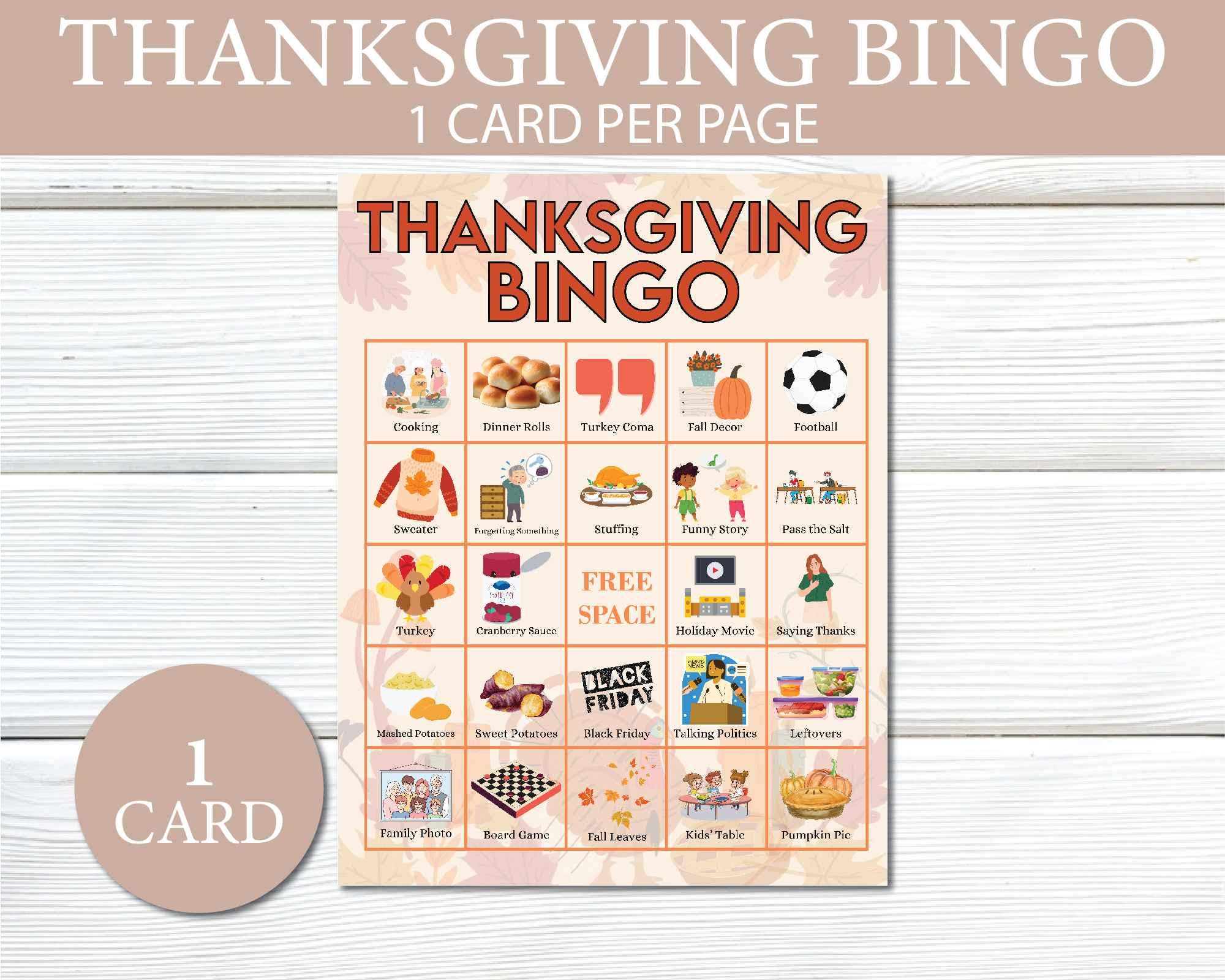 60 Thanksgiving Bingo Cards, Thanksgiving Party Kids, Fall Bingo ...