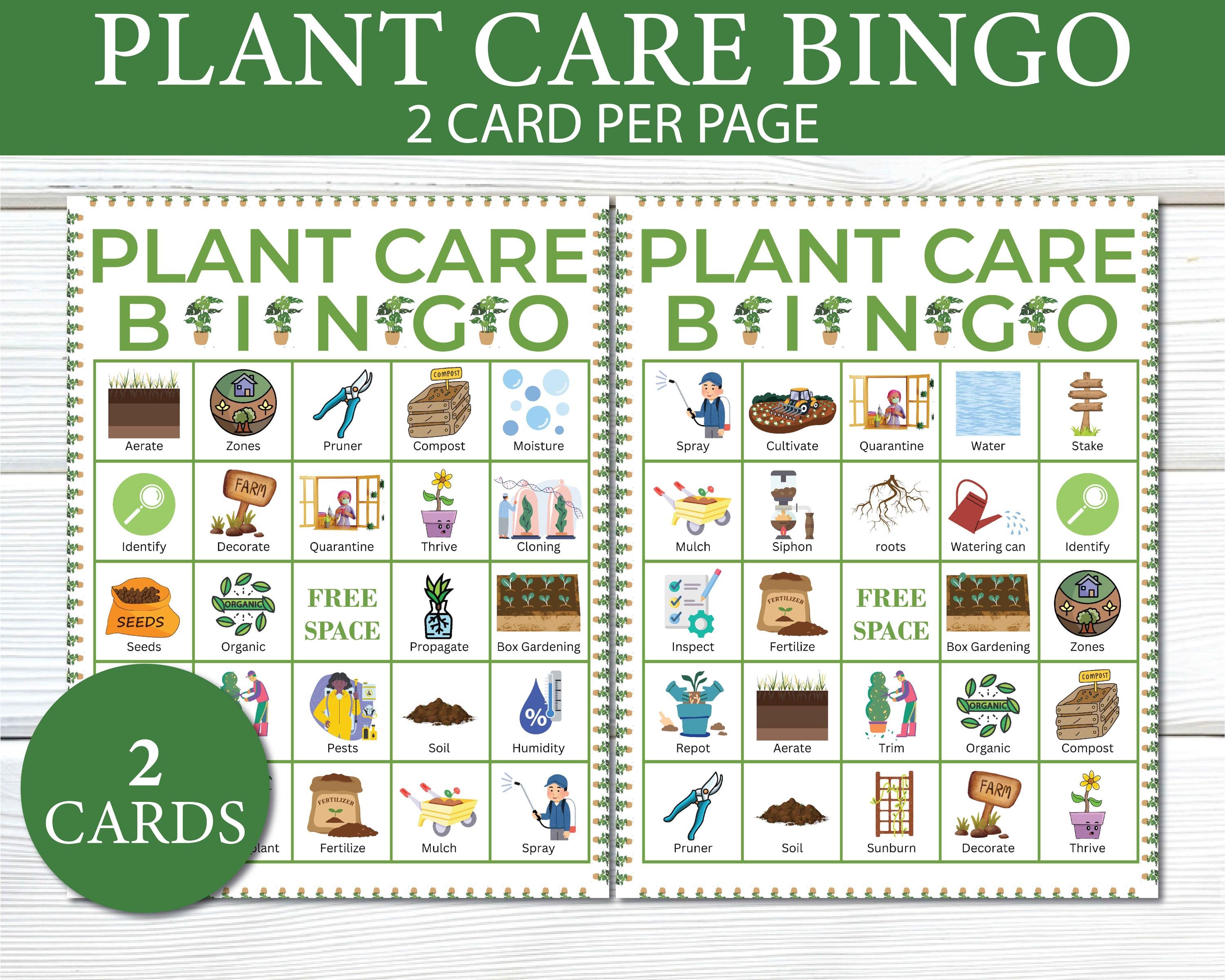 60 Plant Care Bingo Cards, Plant Care Game for Kids, Gardening Bingo ...