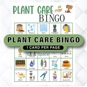 60 Plant Care Bingo Cards, Plant Care Game for Kids, Gardening Bingo ...