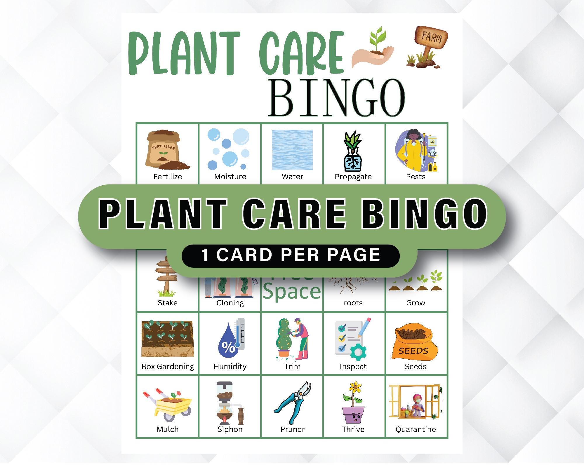 60 Plant Care Bingo Cards, Plant Care Game for Kids, Gardening Bingo ...