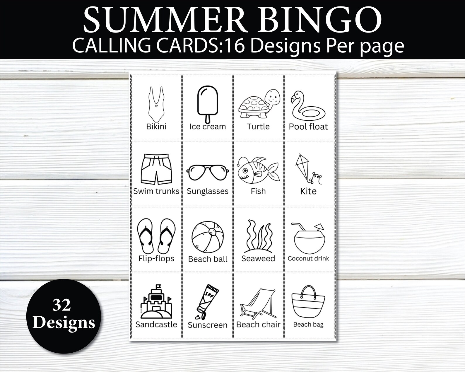 Summer Bingo, 40 Summer Bingo Cards, Summer Game, Kid's Printable Bingo ...