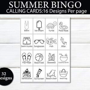 Summer Bingo, 40 Summer Bingo Cards, Summer Game, Kid's Printable Bingo ...