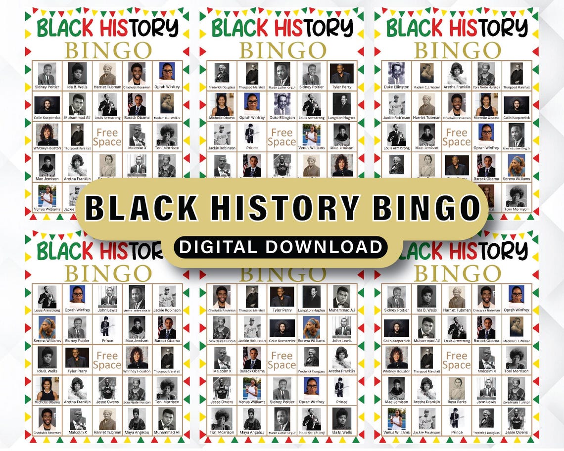 60 Black History Bingo Cards, Black History Month Bingo Game, Black ...