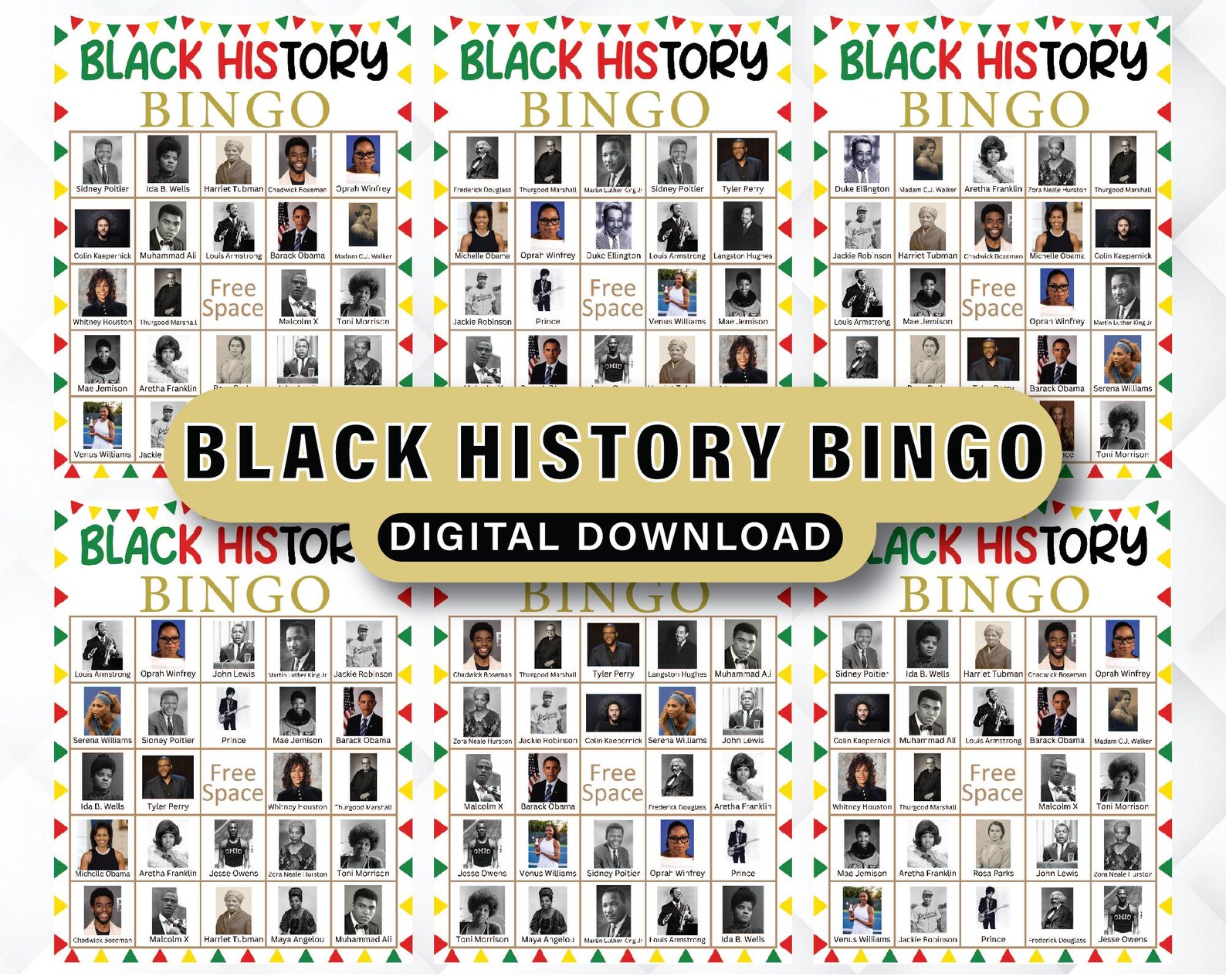 60 Black History Bingo Cards, Black History Month Bingo Game, Black ...