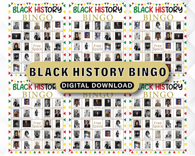 60 Black History Bingo Cards, Black History Month Bingo Game, Black ...