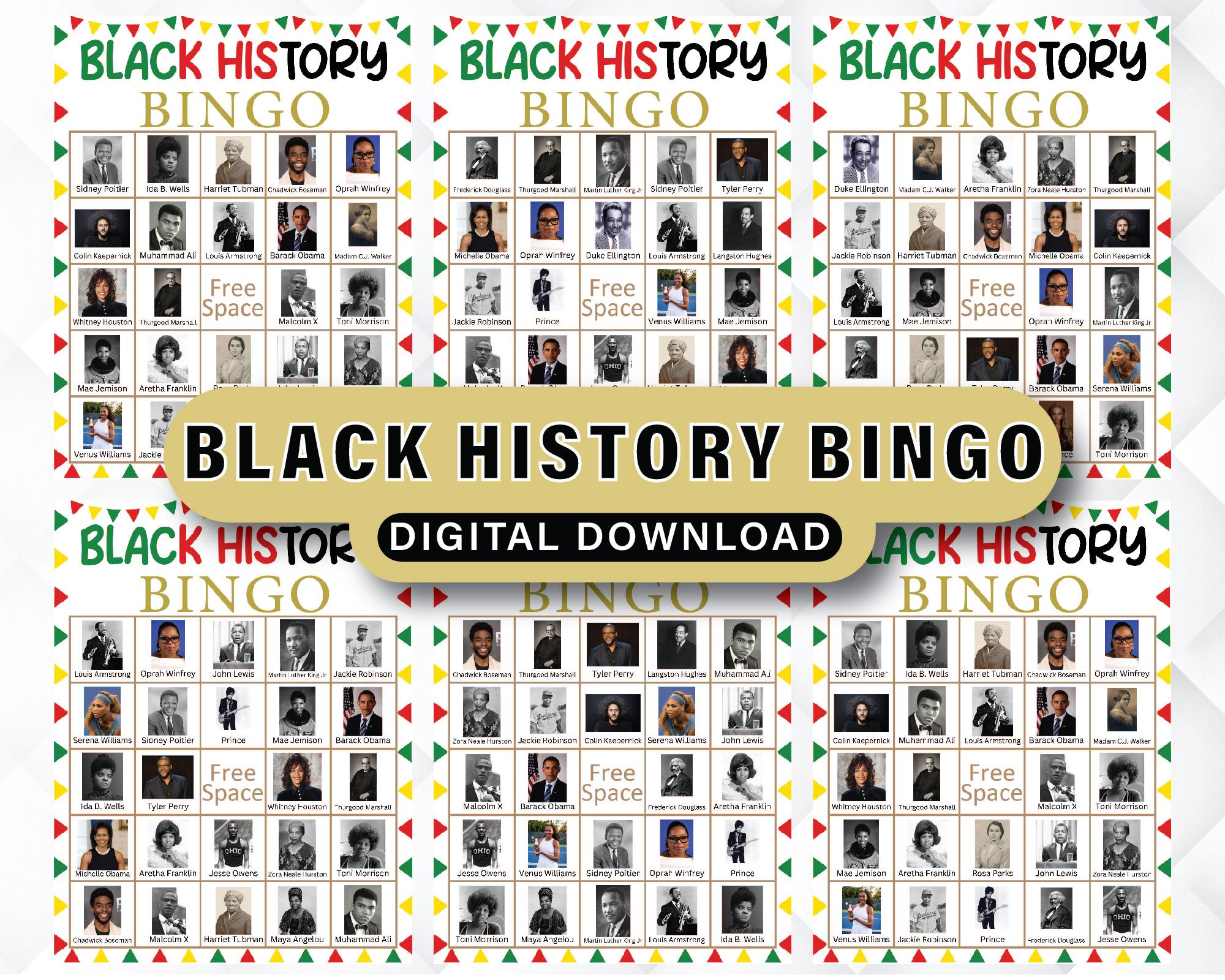 60 Black History Bingo Cards, Black History Month Bingo Game, Black ...