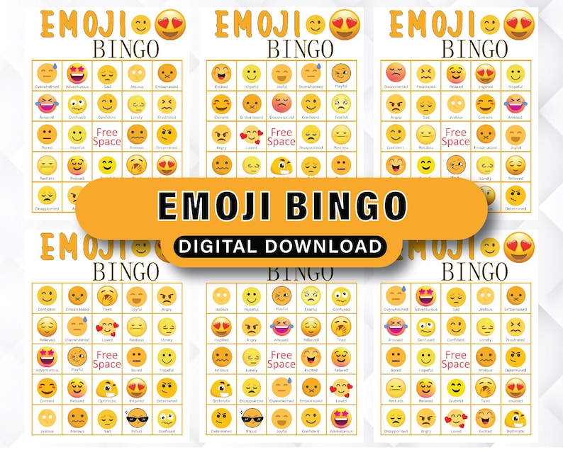 60 Emotion Bingo Cards, Emotional Feeling Bingo, Funny Face Game ...