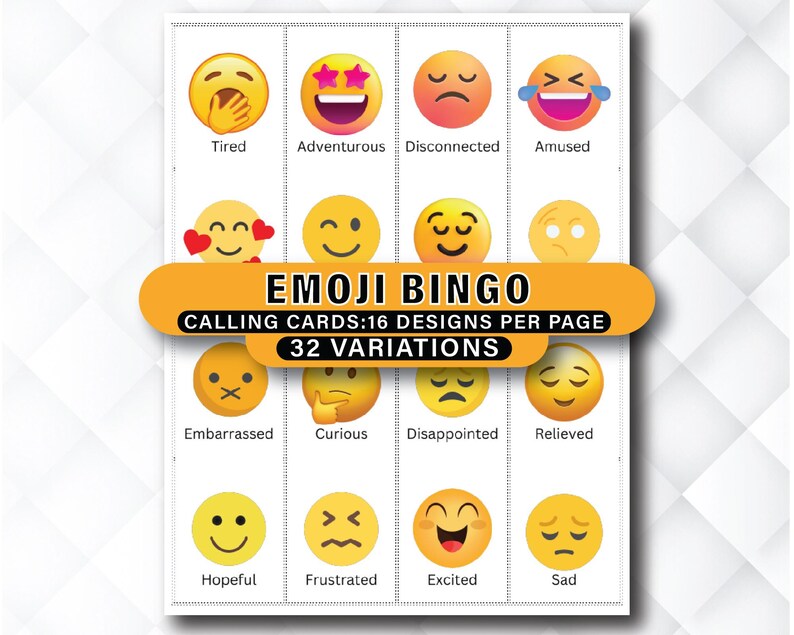 60 Emotion Bingo Cards, Emotional Feeling Bingo, Funny Face Game ...