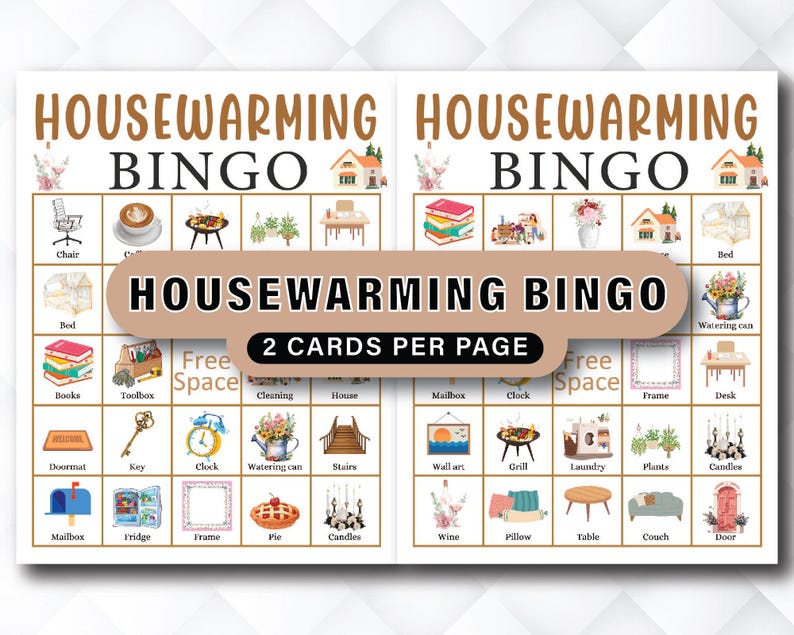60 Housewarming Bingo Cards, New Home Celebration, New House Party Game ...