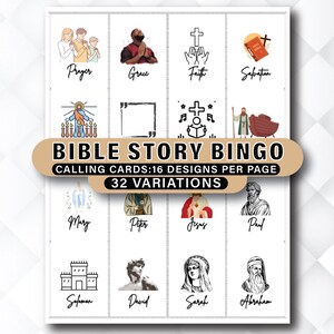 60 Bible Bingo Cards, Bible Stories Bingo, Sunday School Bingo, Bible ...