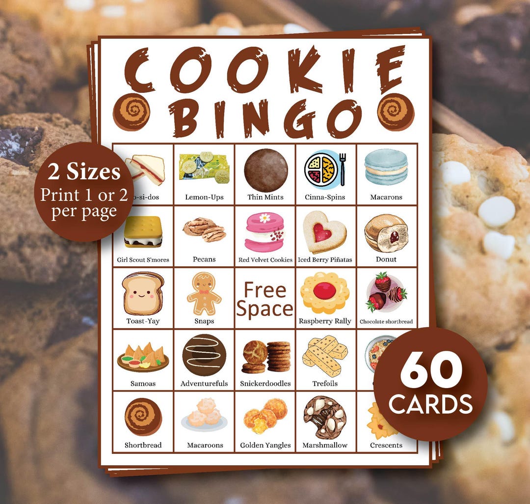60 Cookies Bingo Cards, Cookie Badge Education, ABC Baker, Cookies ...