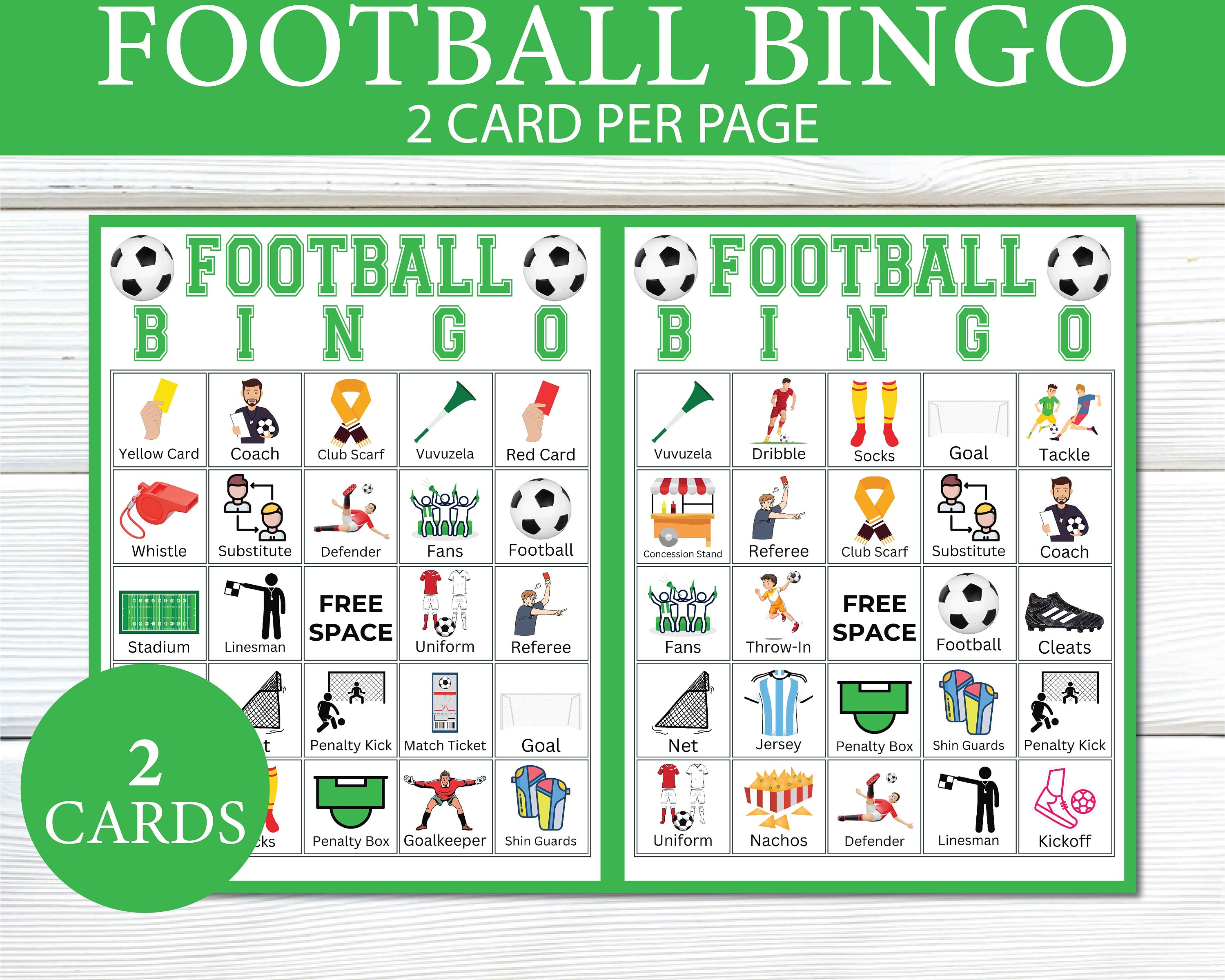 Football Bingo, 70 Unique Printable Football Bingo Cards, Football Part ...