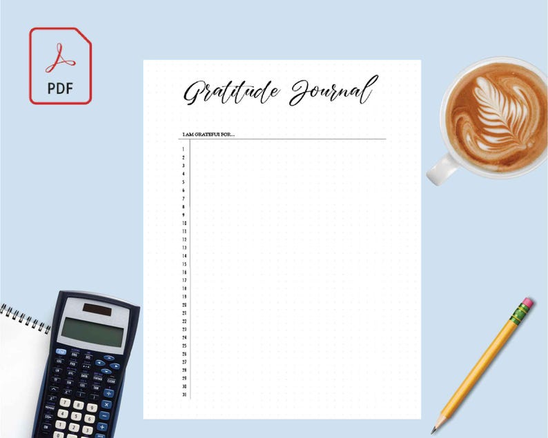 Gratitude Journal, PRINTABLE Journal Page, Wellness Journal, Gratitude ...