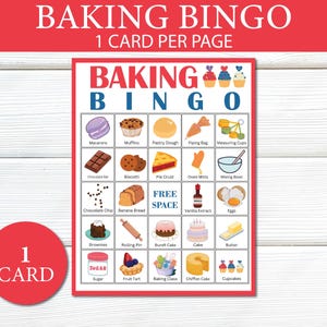 30 Baking Bingo Cards, Printable Baking Bingo Card, Baking Birthday ...