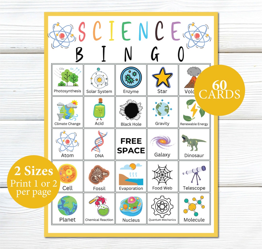Science Bingo, 60 Printable Science Bingo Cards, Chemistry Bingo ...