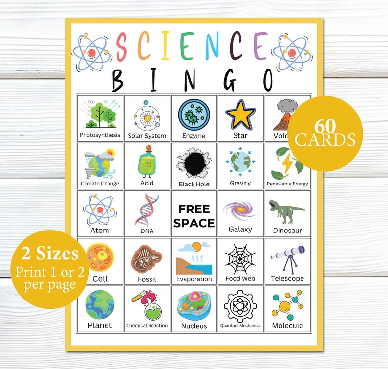 Science Bingo, 60 Printable Science Bingo Cards, Chemistry Bingo ...