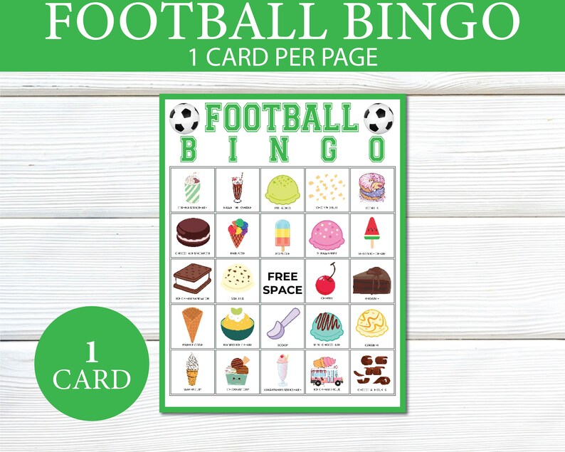 Football Bingo, 70 Unique Printable Football Bingo Cards, Football Part ...