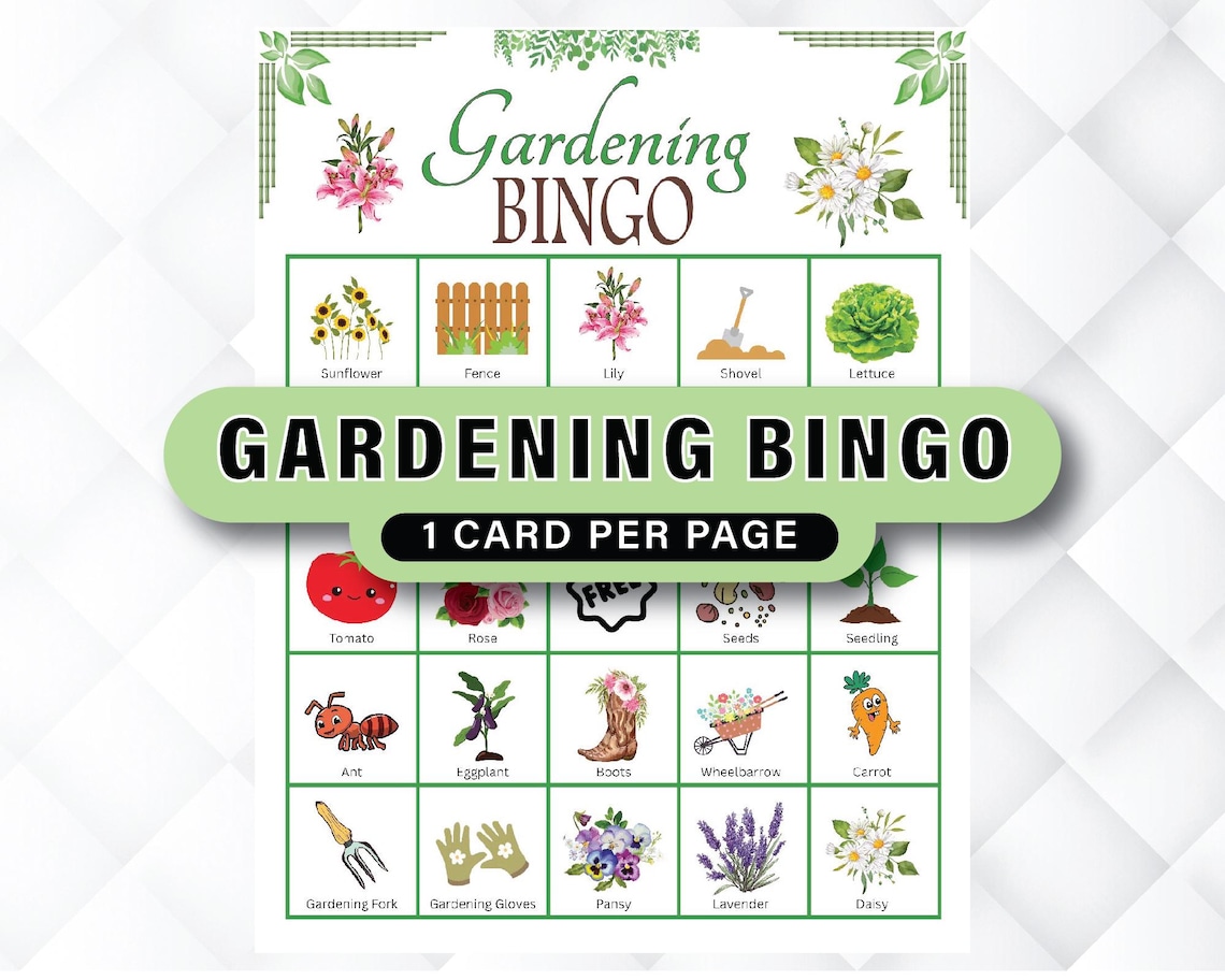 Gardening Bingo Cards, Garden Bingo, Spring Bingo, Garden Activity ...