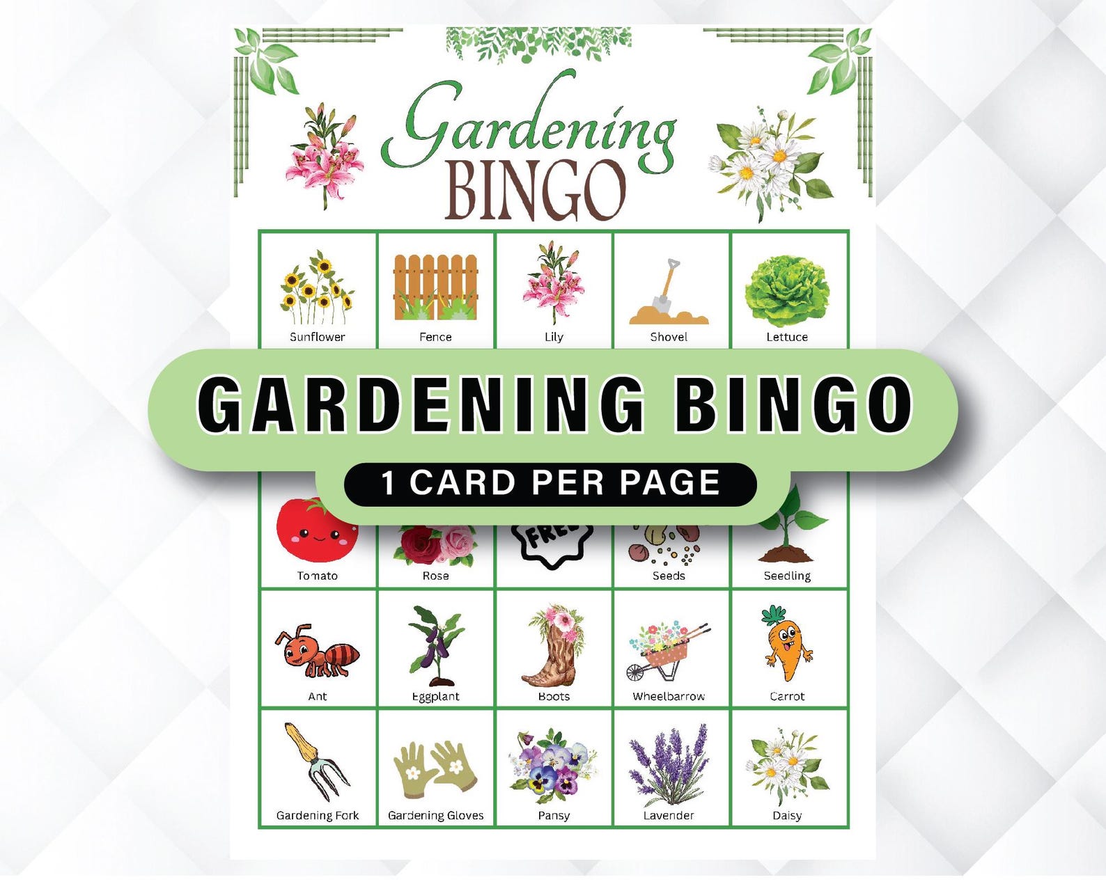 Gardening Bingo Cards, Garden Bingo, Spring Bingo, Garden Activity ...
