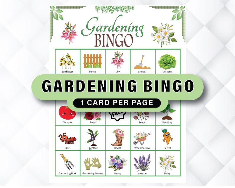 Gardening Bingo Cards, Garden Bingo, Spring Bingo, Garden Activity ...