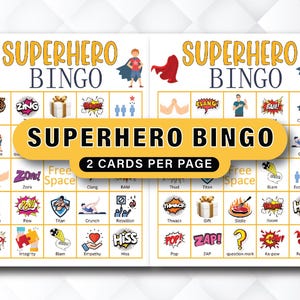 Superhero Bingo, 60 Superhero Bingo Cards, Kid's Printable Bingo Game ...
