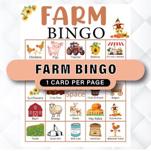 60 Farm Bingo Cards, Farm Bingo Game, Farm Party Game, Barnyard ...