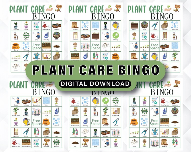 60 Plant Care Bingo Cards, Plant Care Game for Kids, Gardening Bingo ...