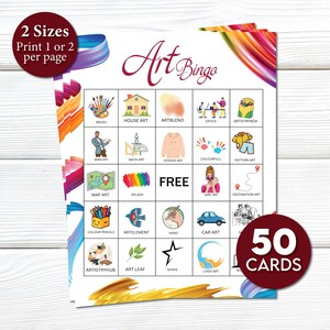 Art Bingo, 50 Printable Art Bingo Cards, Art Party Game for Kids, Art ...