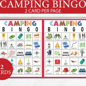 50 Camping Bingo Card Printable Game, Camping Party Game, Forest Nature ...