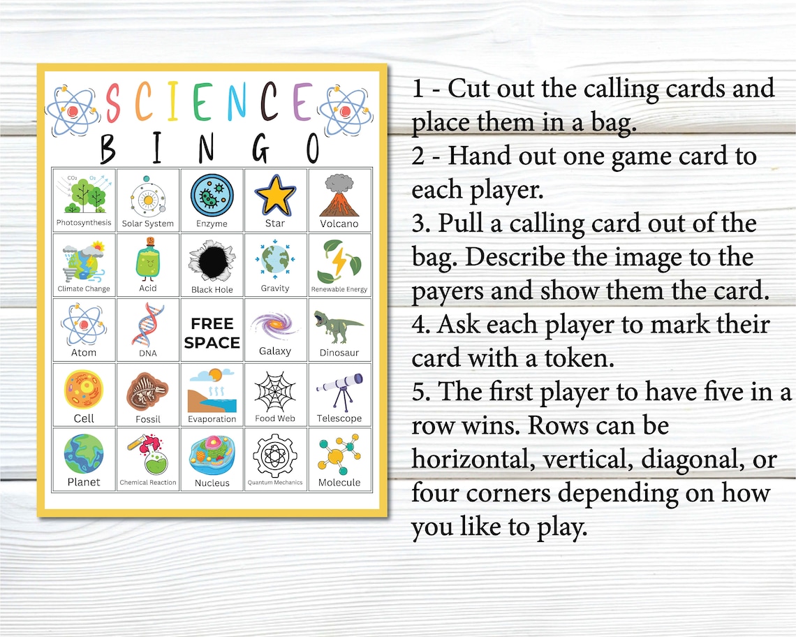 Science Bingo, 60 Printable Science Bingo Cards, Chemistry Bingo ...
