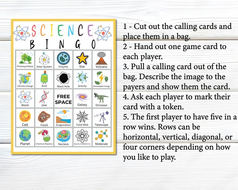 Science Bingo, 60 Printable Science Bingo Cards, Chemistry Bingo ...
