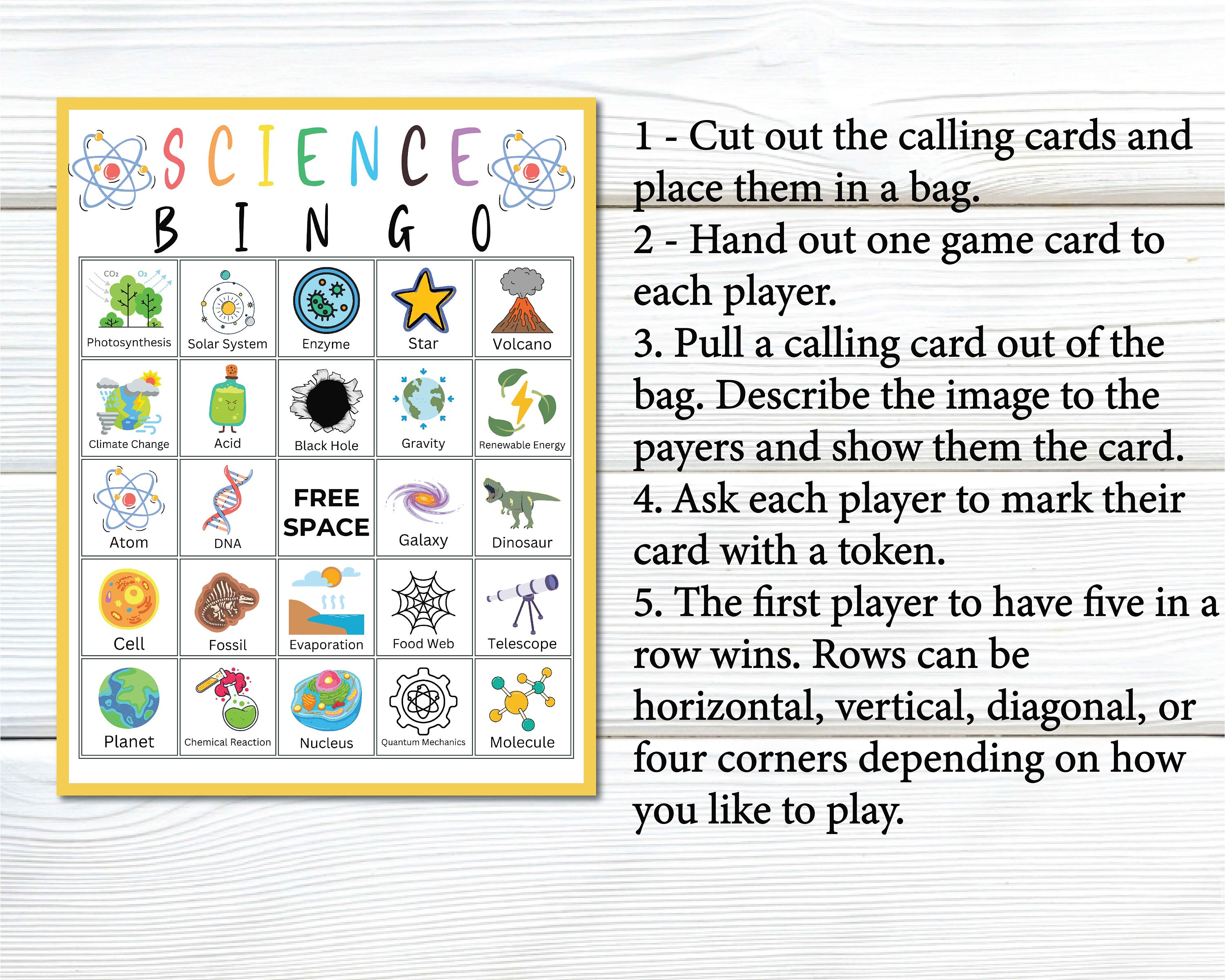 Science Bingo, 60 Printable Science Bingo Cards, Chemistry Bingo ...