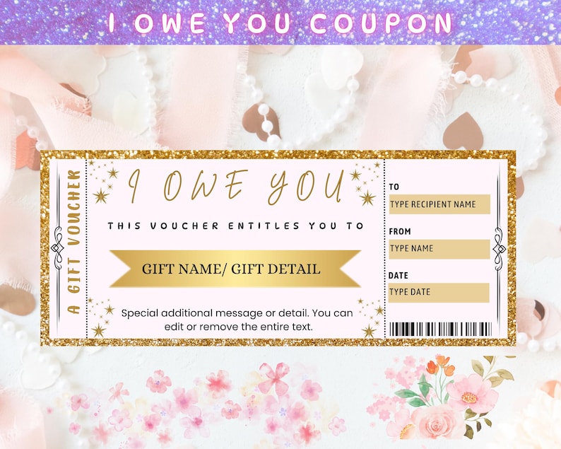 Editable Canva IOU Voucher | Custom Gift Coupon for Any Occasion ...
