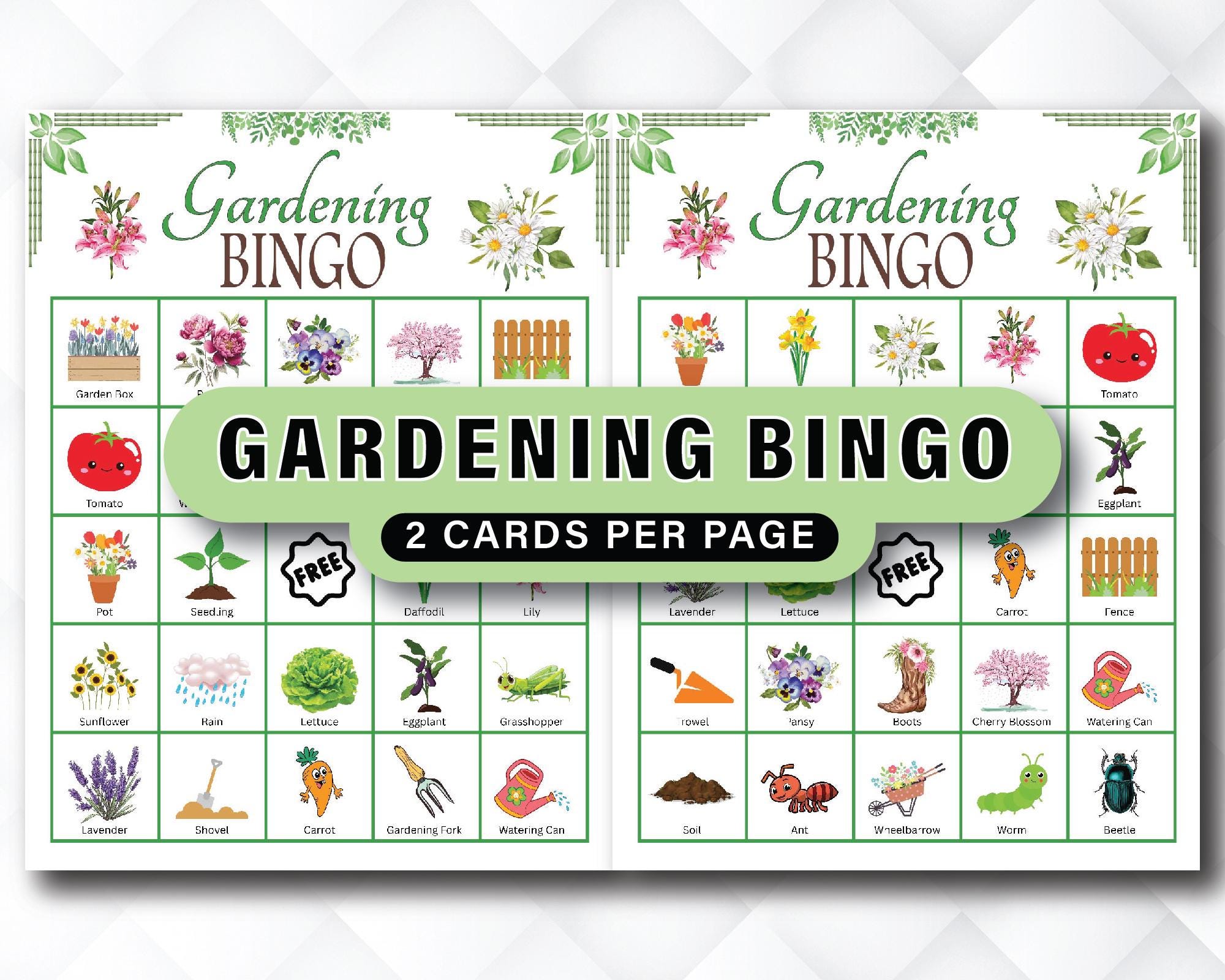Gardening Bingo Cards, Garden Bingo, Spring Bingo, Garden Activity ...