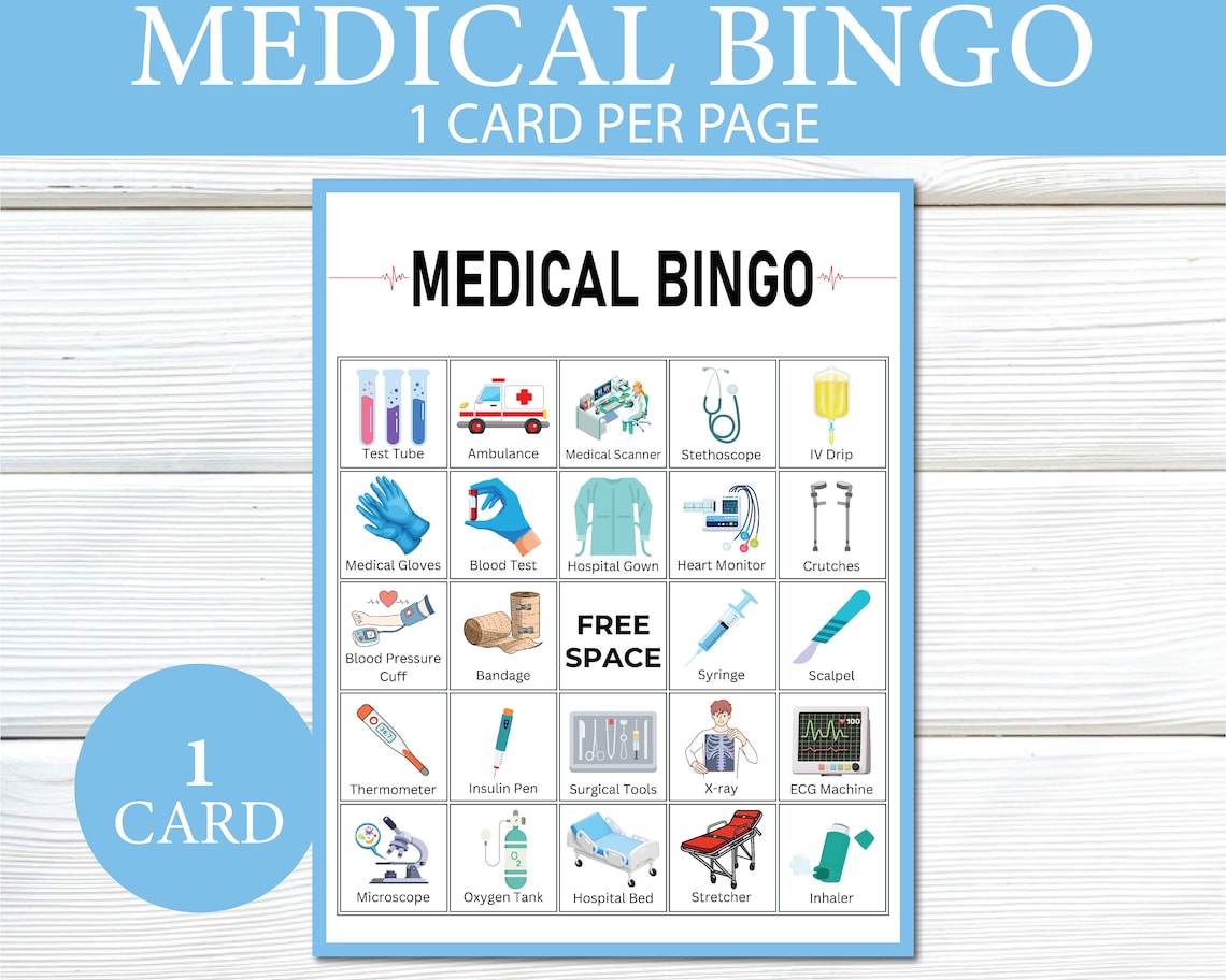 Medical Bingo, 50 Printable Medical Bingo Card, Doctor Retirement Game ...