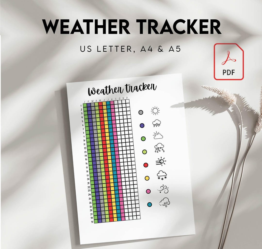 Weather Tracker, Yearly Weather Tracker, Journal Template, Track ...