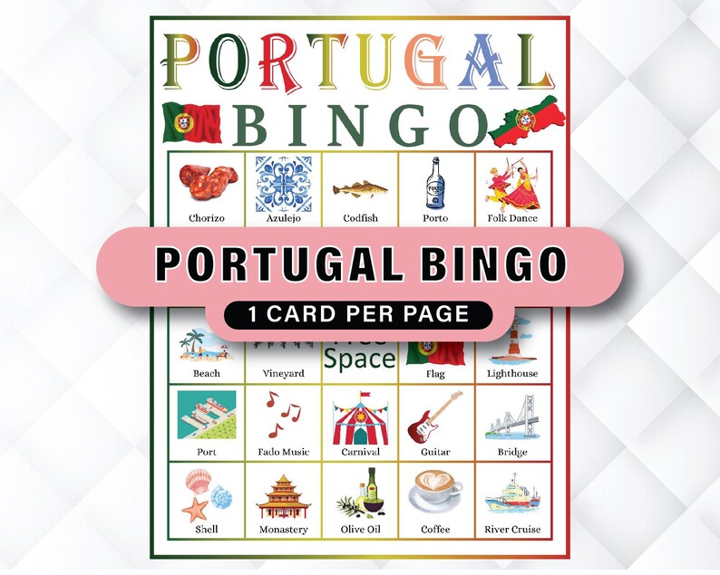 60 Portugal Bingo Cards, Portugal-themed Bingo, Europe Trip Vacation ...
