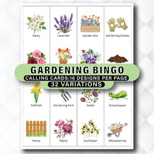 Gardening Bingo Cards, Garden Bingo, Spring Bingo, Garden Activity ...