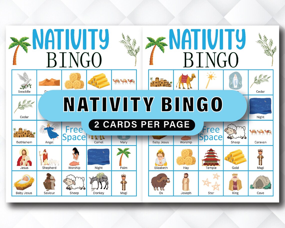 60 Nativity Bingo Cards, Christmas Nativity Bingo, Nativity Game ...