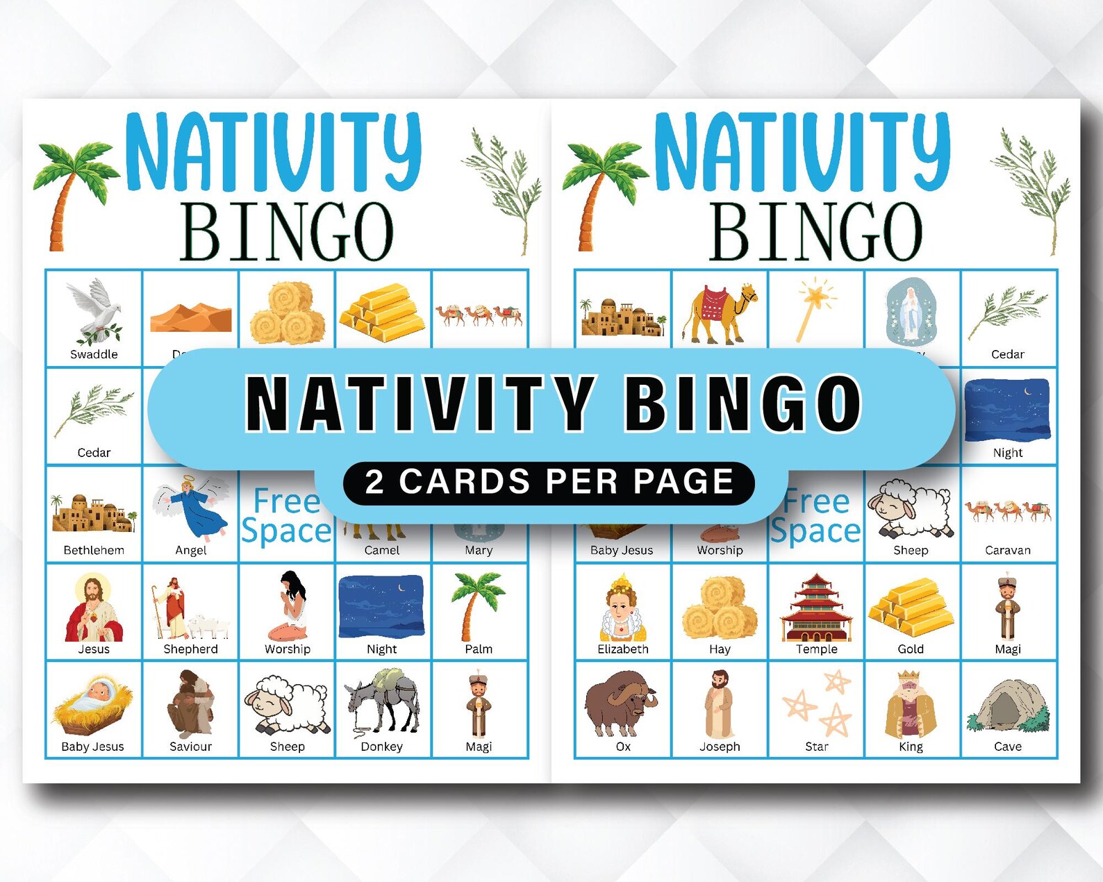 60 Nativity Bingo Cards, Christmas Nativity Bingo, Nativity Game ...
