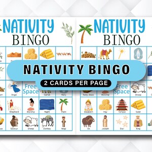 60 Nativity Bingo Cards, Christmas Nativity Bingo, Nativity Game ...