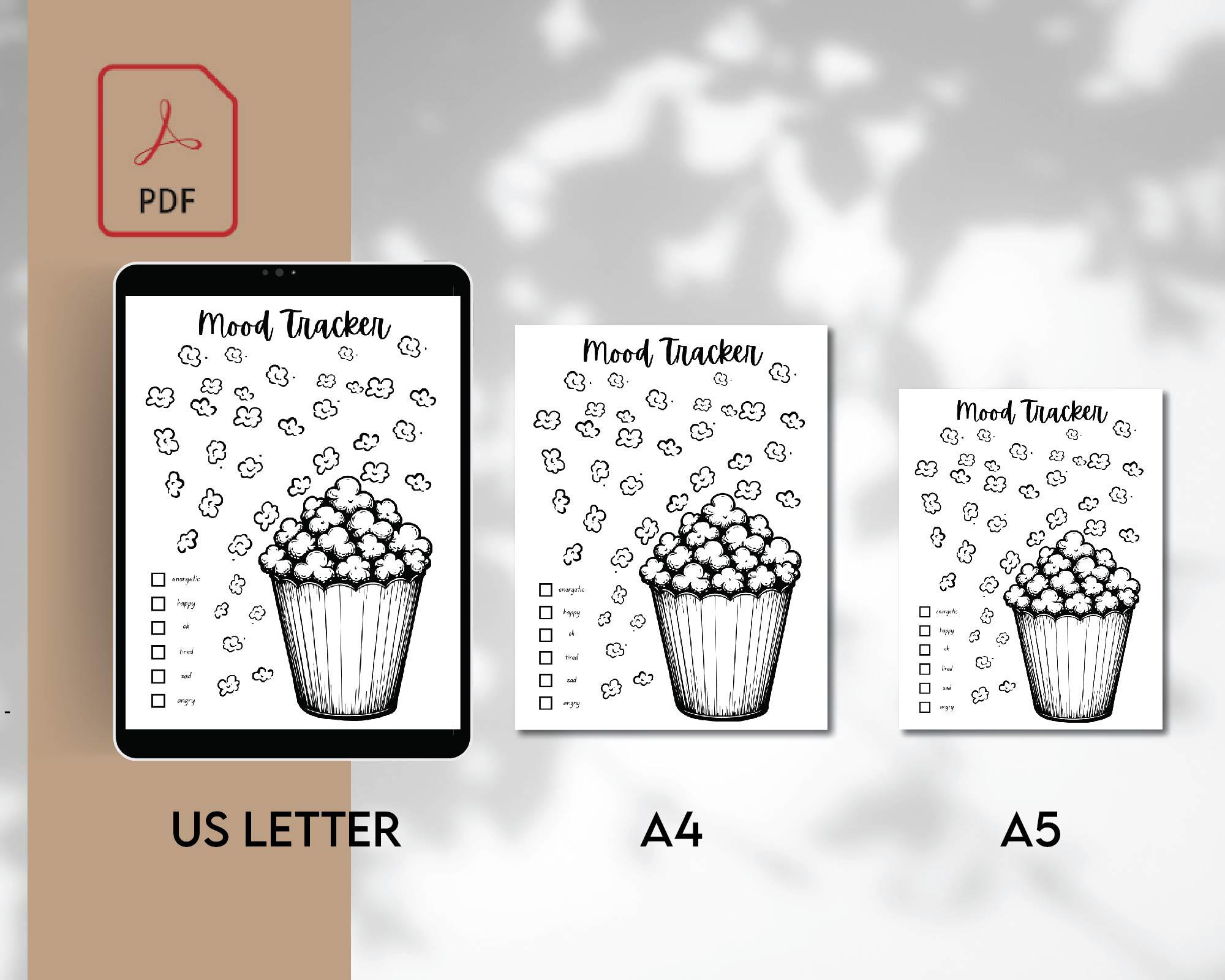 Popcorn Mood Tracker, Habit Tracker, Track Mood, Journal Template ...