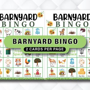 60 Barnyard Bingo Cards, Barnyard Bingo Games, Farm Bingo, Barnyard ...