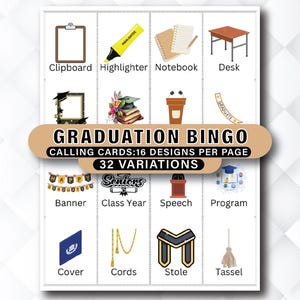 60 Graduation Bingo Cards, Graduation Party Games, Graduation Activity ...