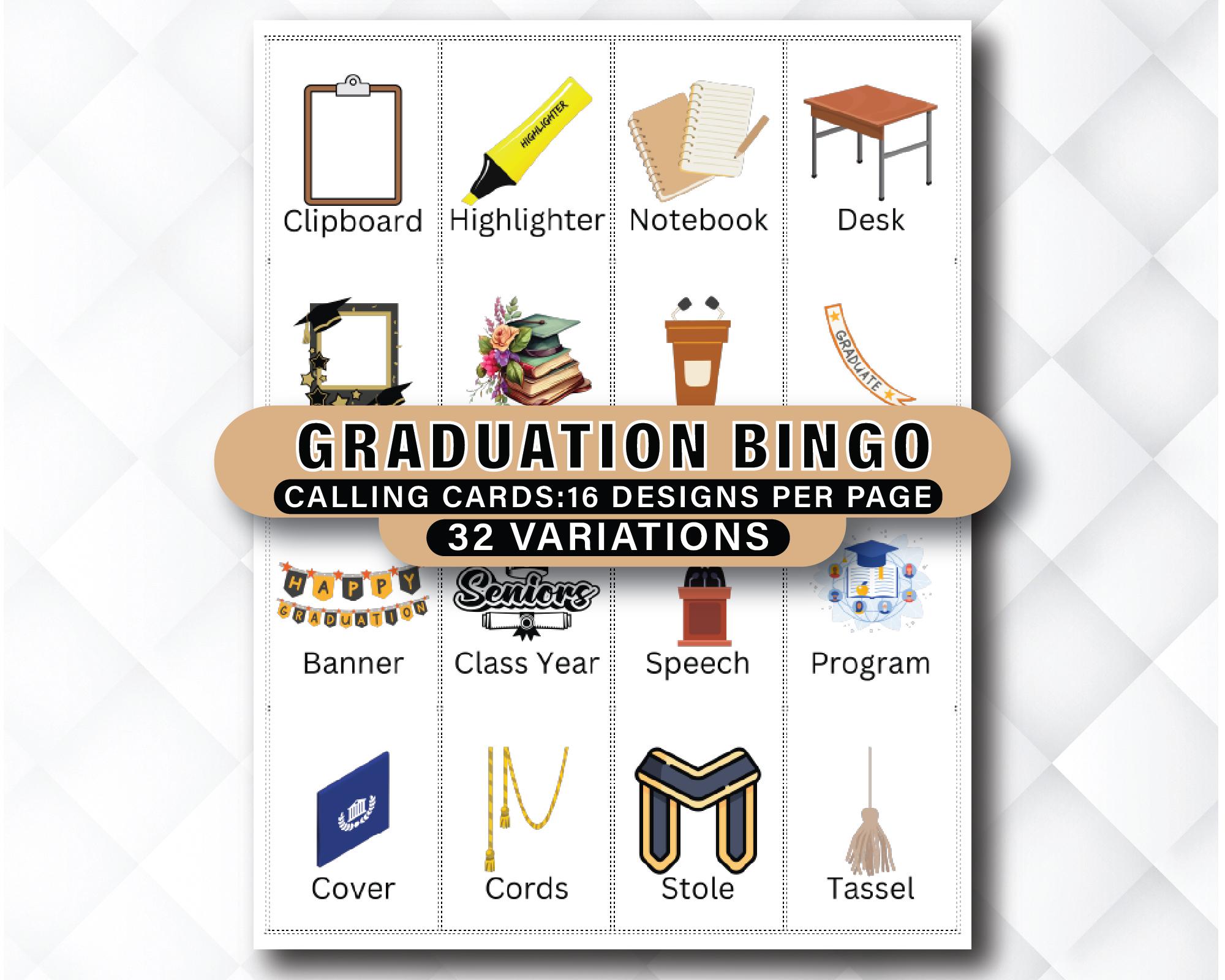 60 Graduation Bingo Cards, Graduation Party Games, Graduation Activity ...