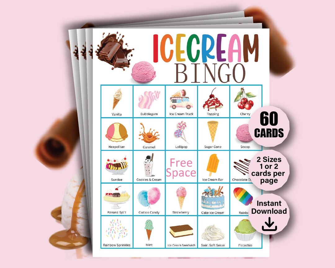 Ice Cream Shop Bingo Game, Ice Cream Birthday Party, Ice Cream Baby ...