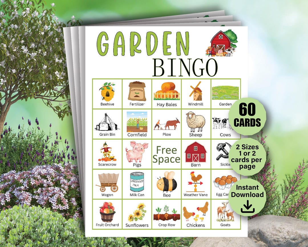 60 Garden Pot Bingo Card, Senior Citizen Game, Retiree Brunch Activity ...