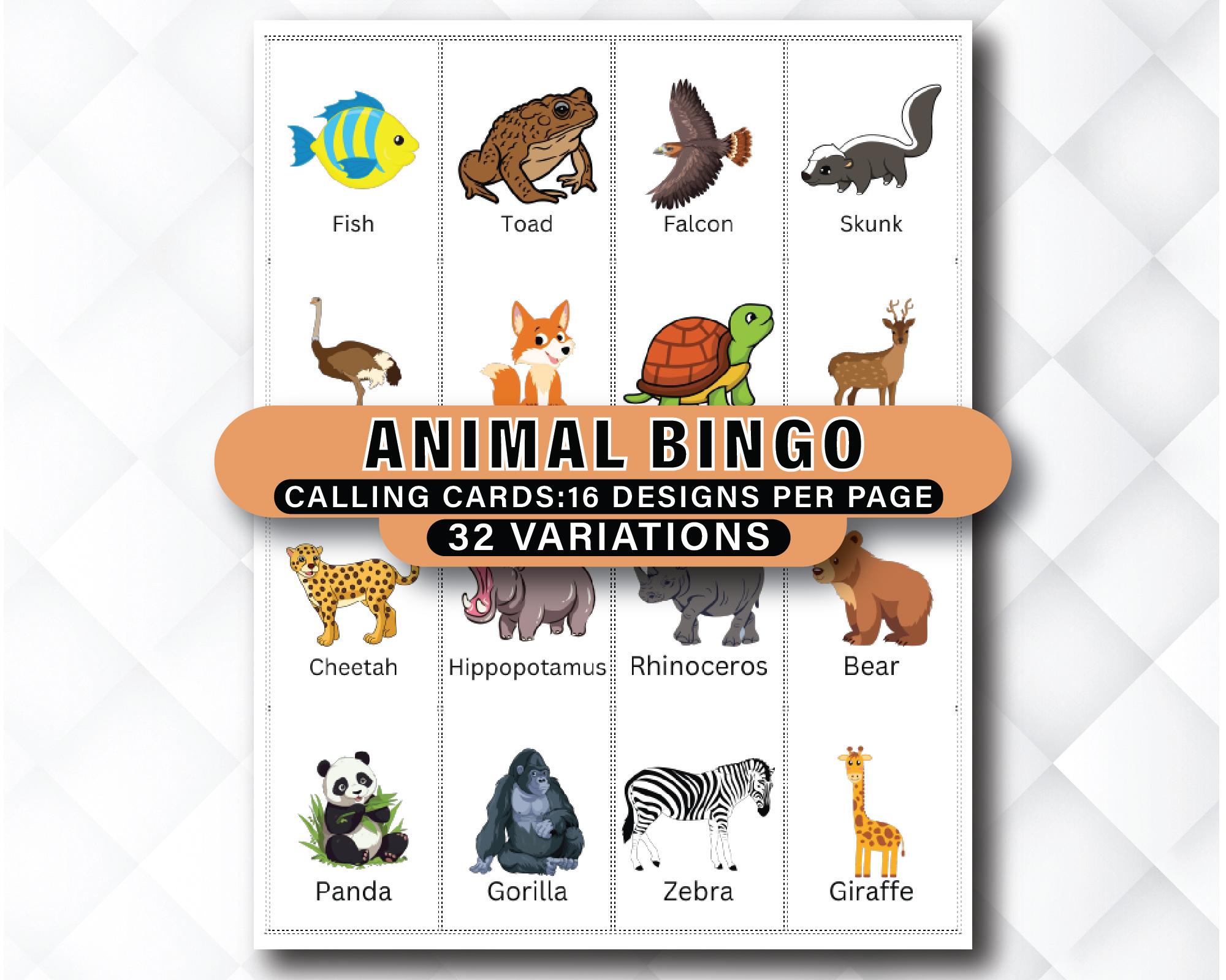 60 Animal Bingo Cards, Animal Birthday Bingo, Pet Animal Bingo, Zoo ...