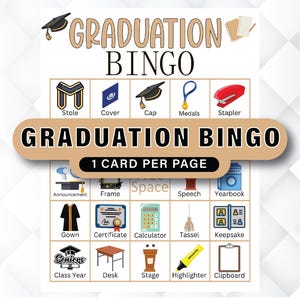 60 Graduation Bingo Cards, Graduation Party Games, Graduation Activity ...